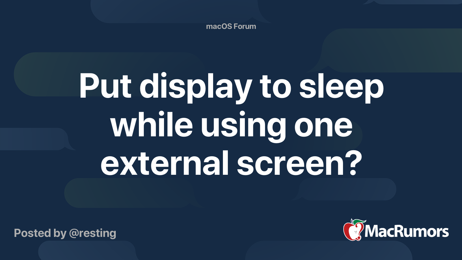 Put display to sleep while using one external screen? | MacRumors Forums