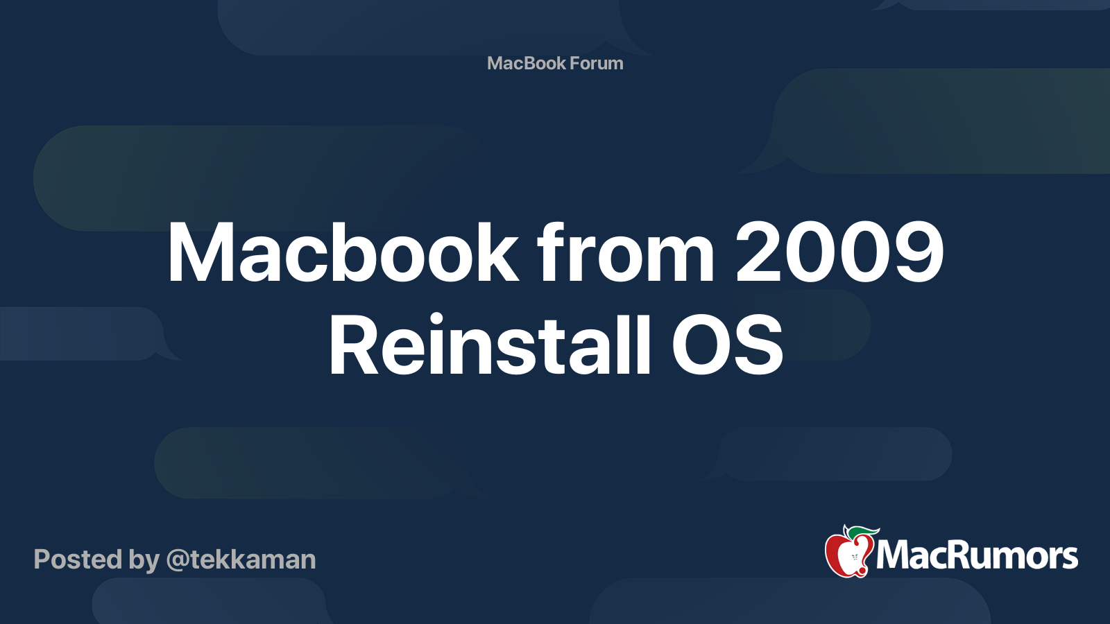 Macbook from 2009 Reinstall OS | MacRumors Forums