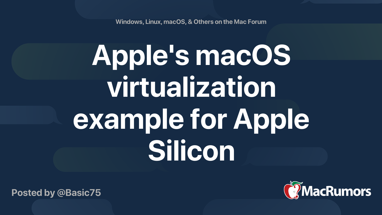 Apple's macOS virtualization example for Apple Silicon | MacRumors Forums