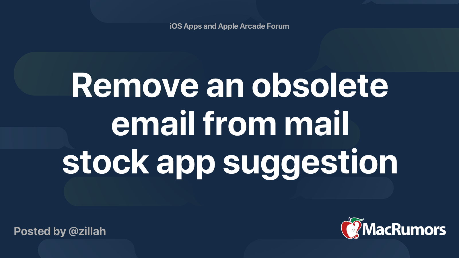 Remove an obsolete email from mail stock app suggestion | MacRumors Forums