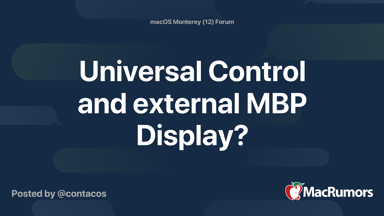 Universal Control and external MBP Display? | MacRumors Forums