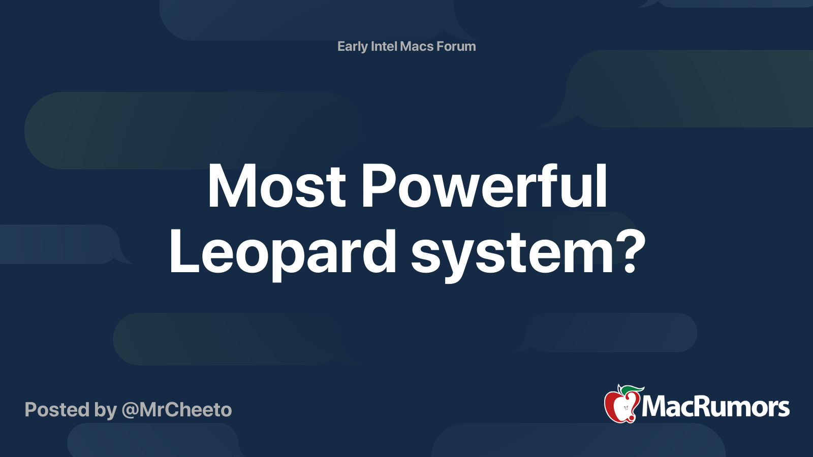 Most Powerful Leopard system? | MacRumors Forums
