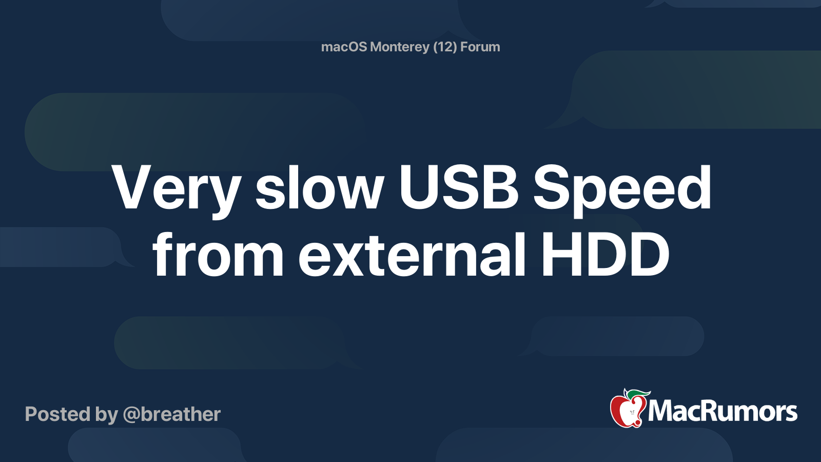 Very slow USB Speed from external HDD | MacRumors Forums