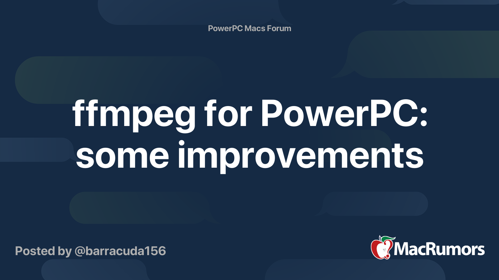 ffmpeg for PowerPC: some improvements | MacRumors Forums