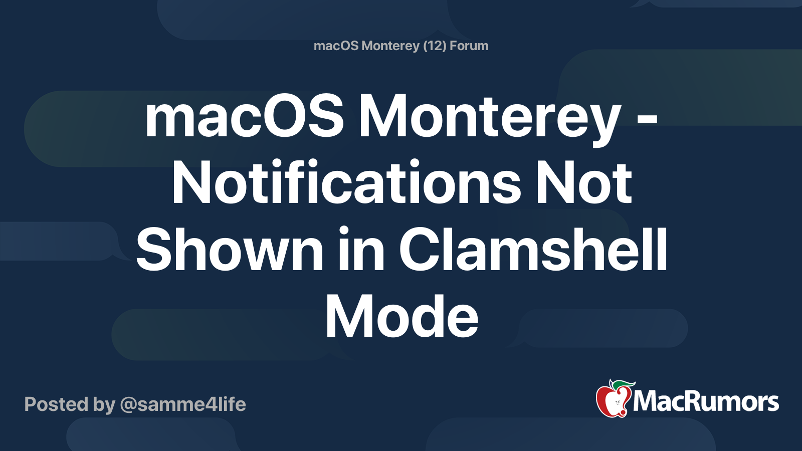 macOS Monterey - Notifications Not Shown in Clamshell Mode | MacRumors Forums
