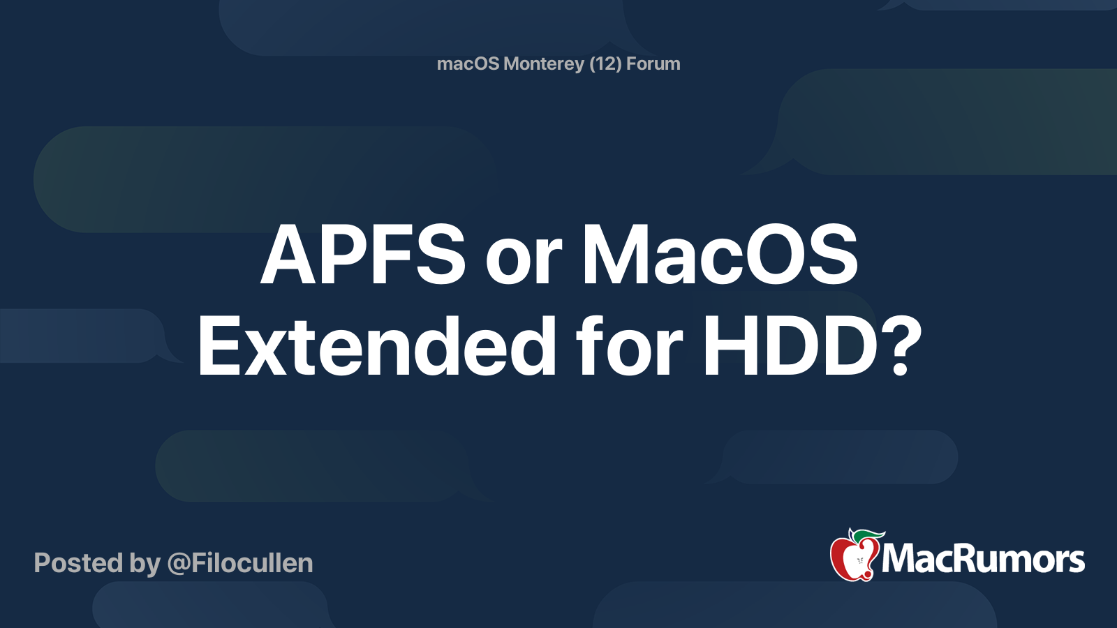 APFS or MacOS Extended for HDD? | MacRumors Forums