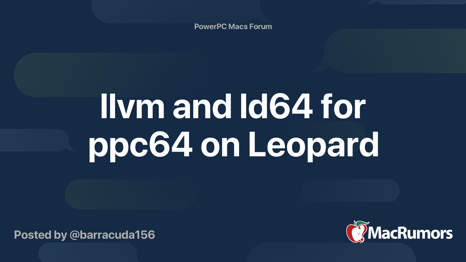 llvm and ld64 for ppc64 on Leopard | MacRumors Forums