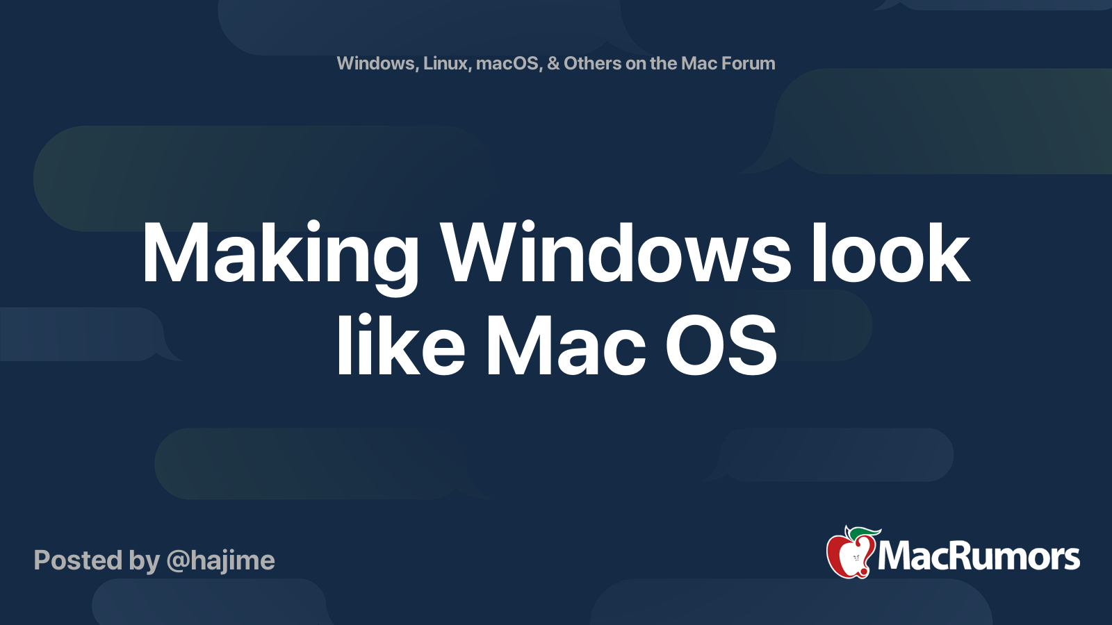 Making Windows look like Mac OS | MacRumors Forums