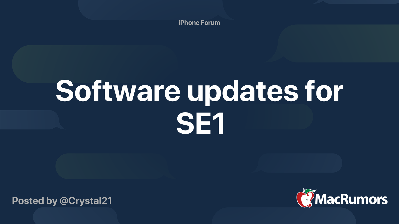 Software updates for SE1 | MacRumors Forums
