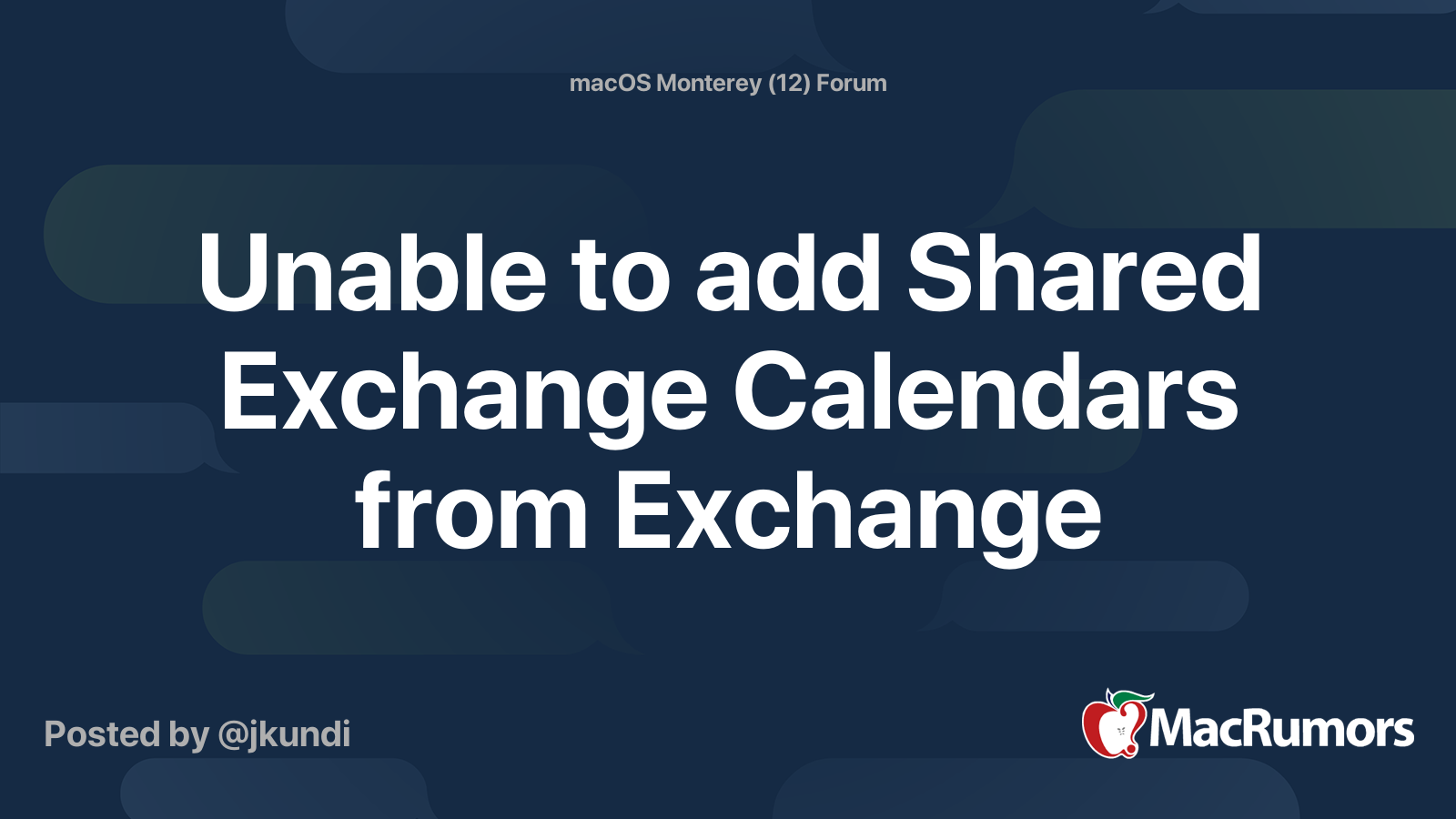 Unable to add Shared Exchange Calendars from Exchange | MacRumors Forums