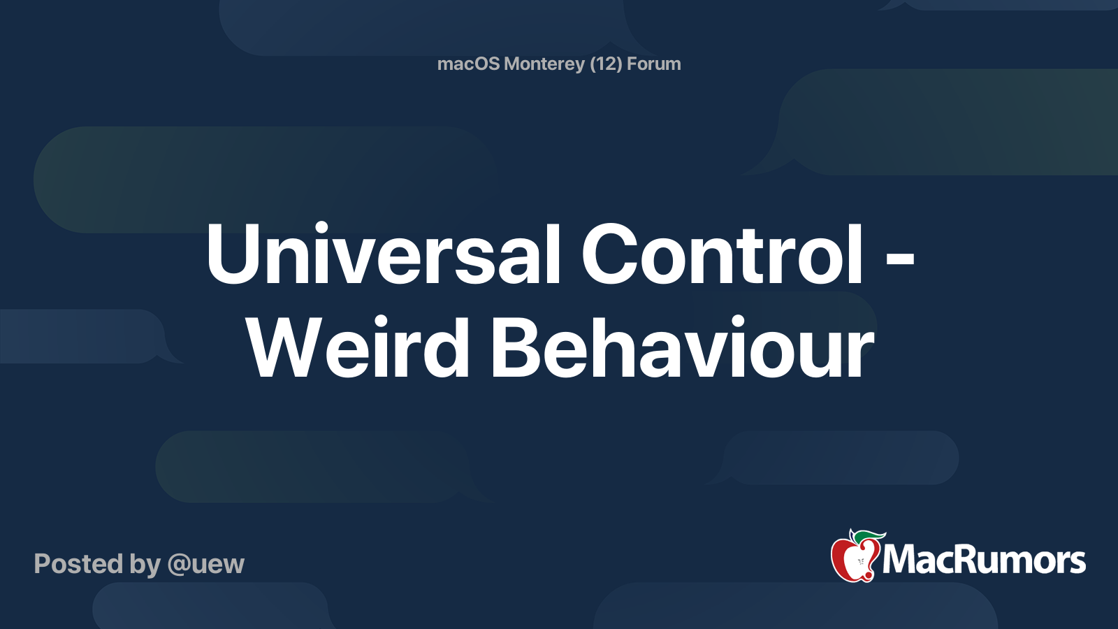 Universal Control - Weird Behaviour | MacRumors Forums