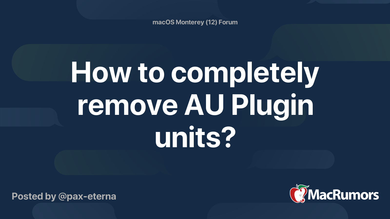 How to completely remove AU Plugin units? | MacRumors Forums