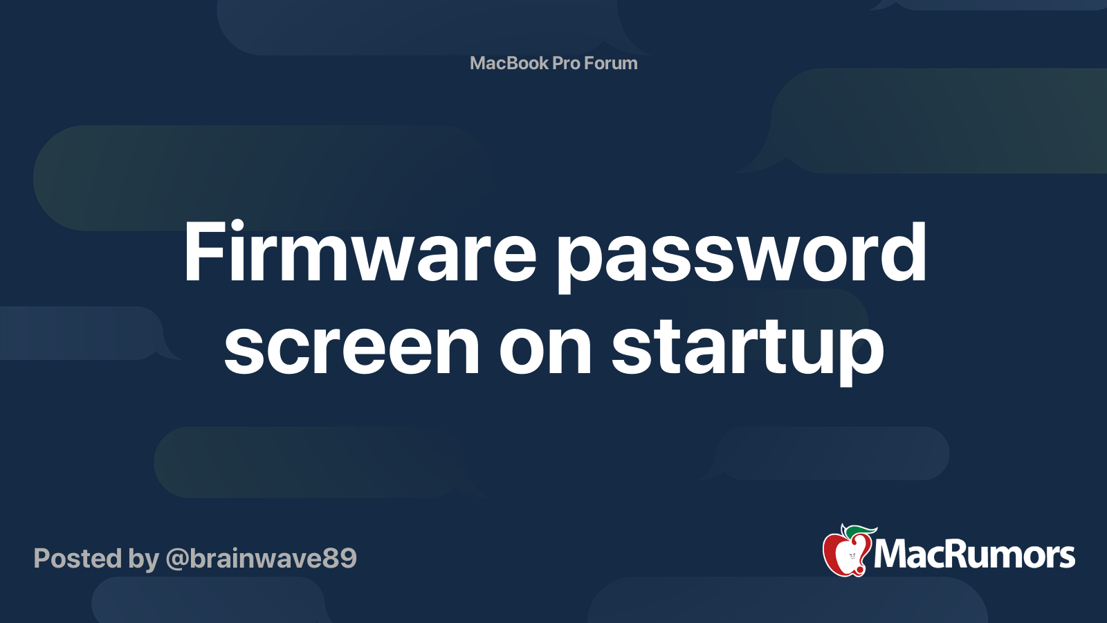 Firmware password screen on startup | MacRumors Forums