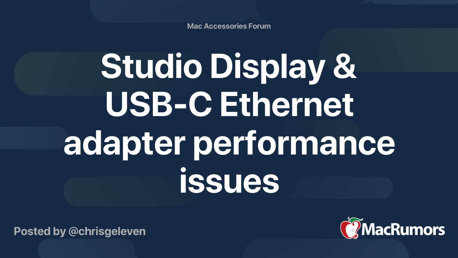 Studio Display & USB-C Ethernet adapter performance issues | MacRumors ...