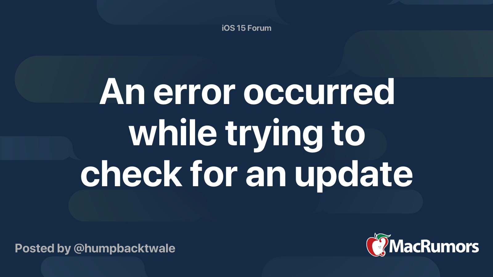 An error occurred while trying to check for an update | MacRumors Forums