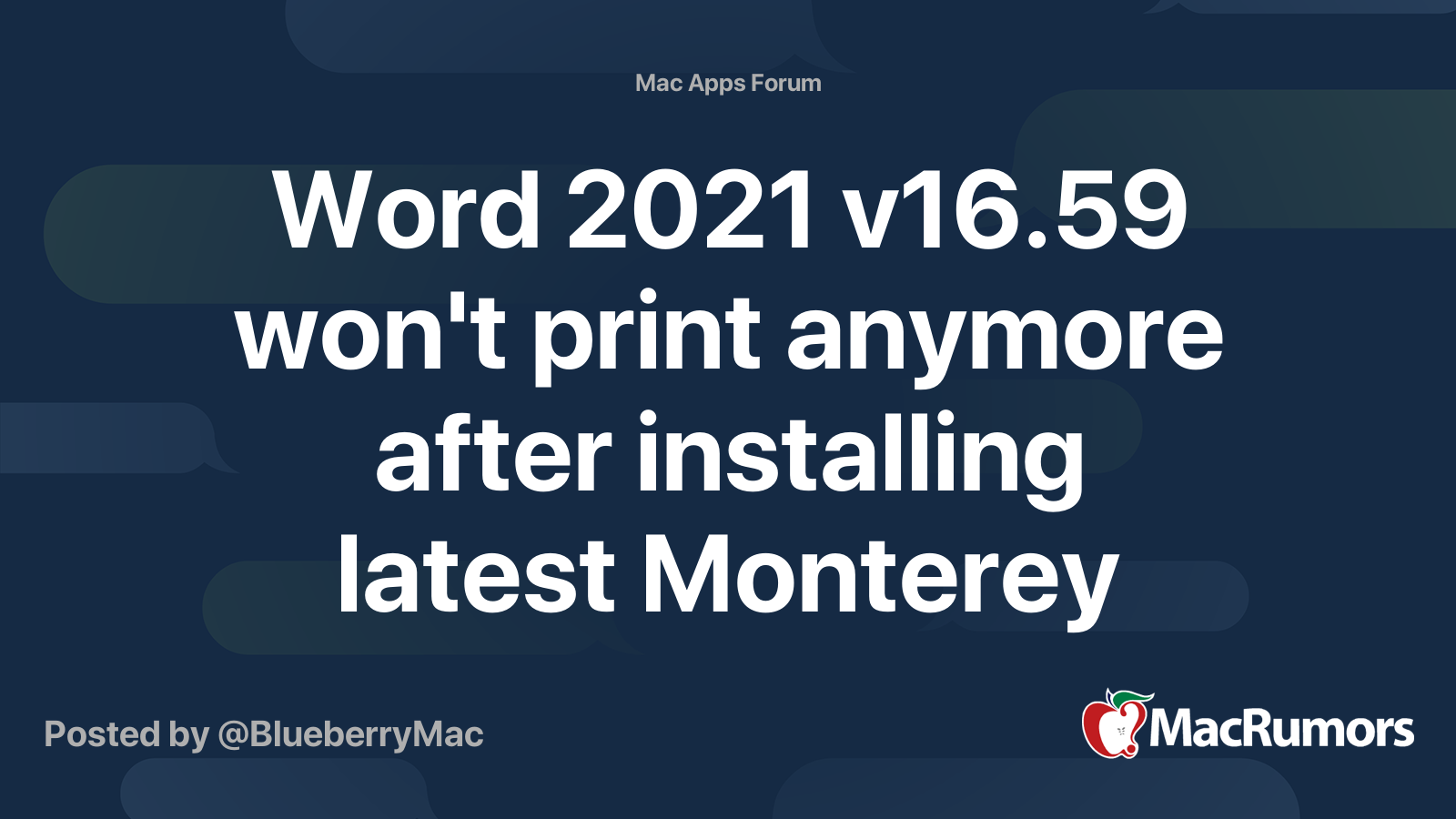 Word 2021 v16.59 won't print anymore after installing latest Monterey ...