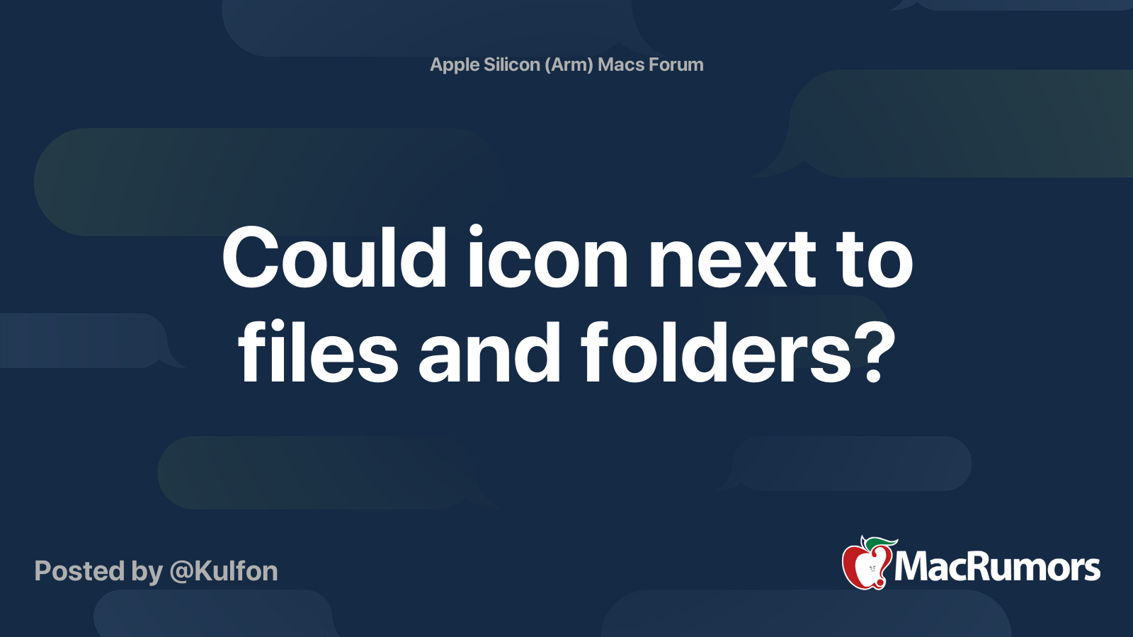 Could icon next to files and folders? | MacRumors Forums