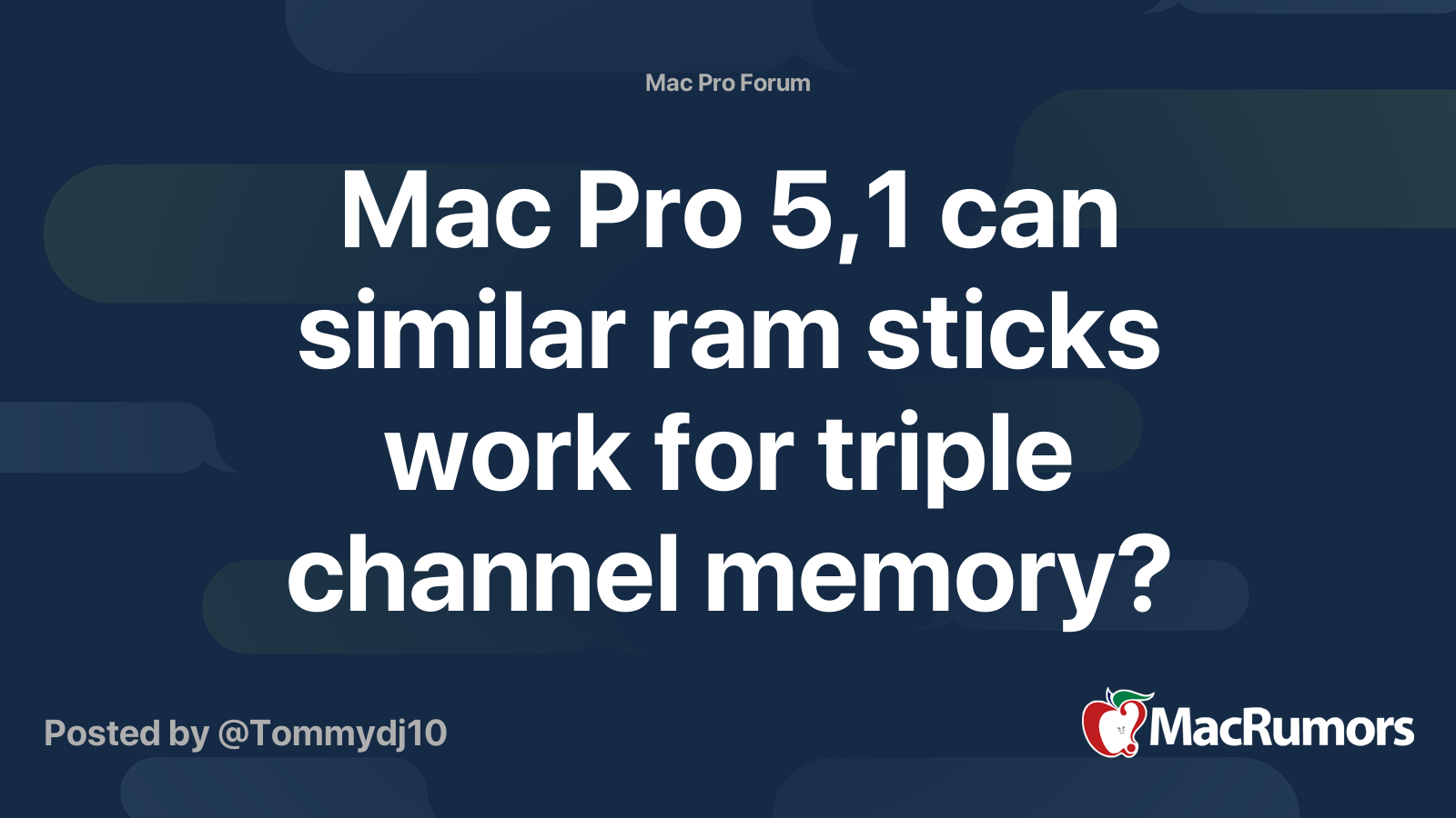 Mac Pro 5,1 can similar ram sticks work for triple channel memory ...
