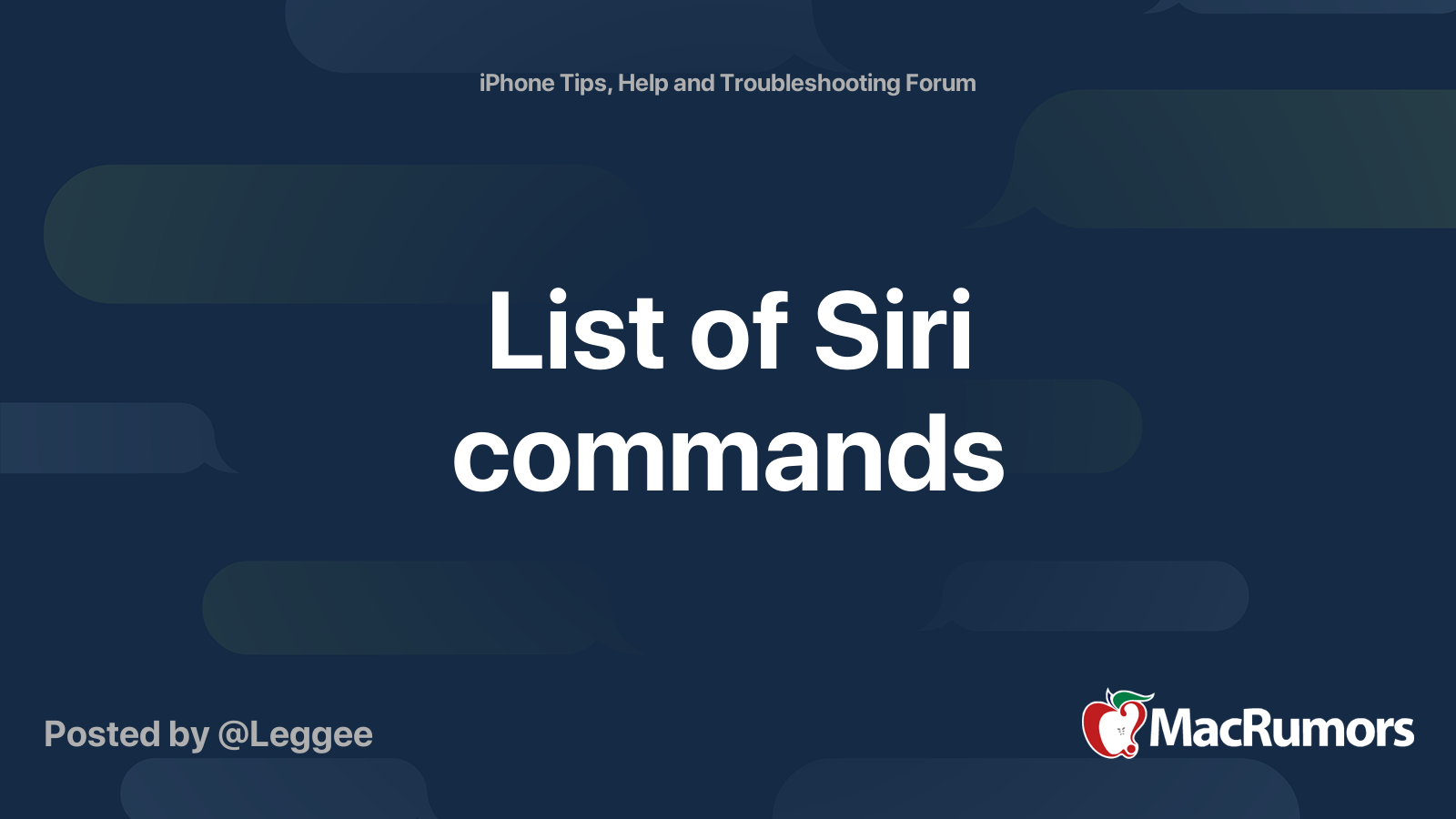 List of Siri commands | MacRumors Forums