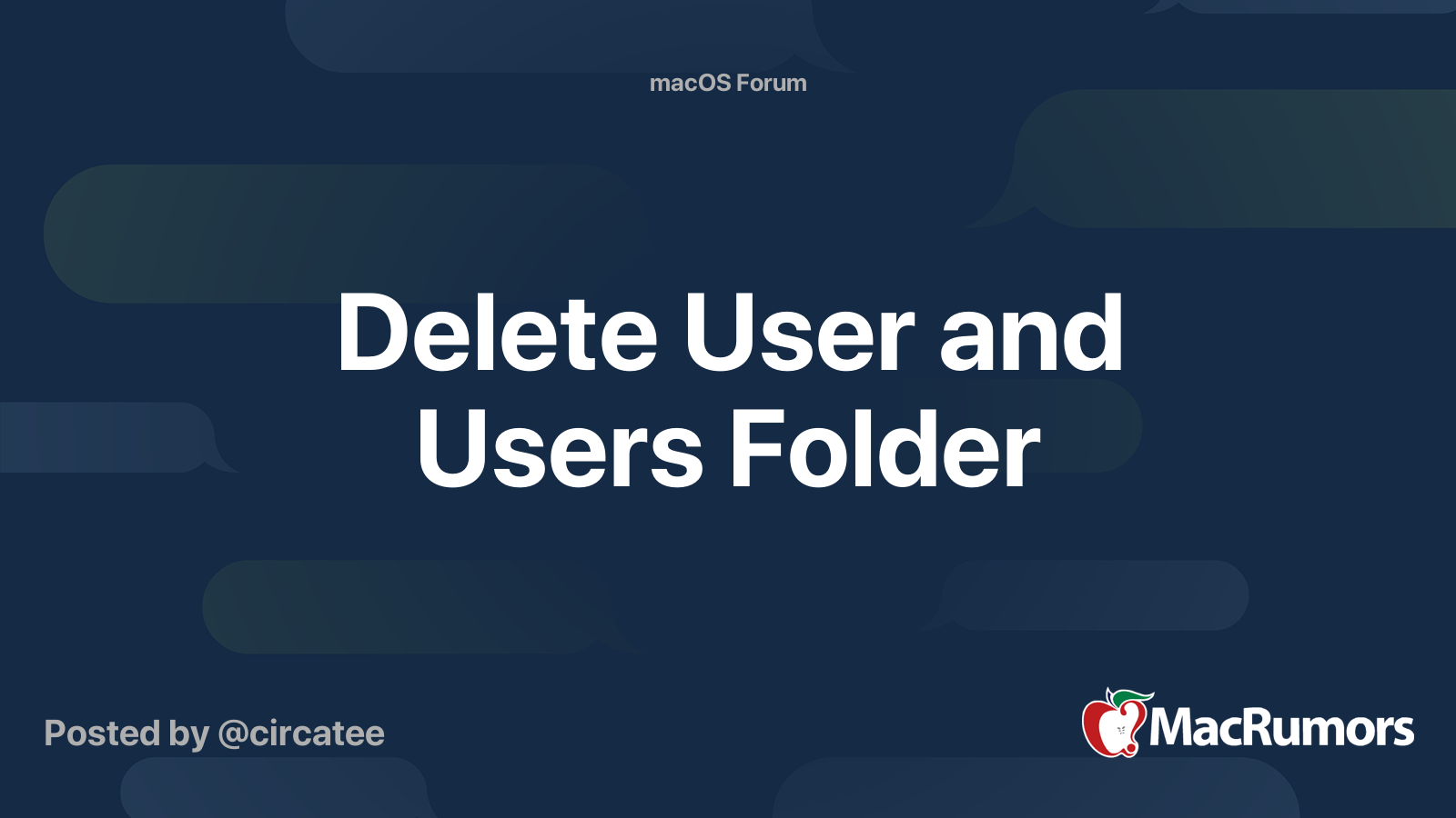 Delete User and Users Folder | MacRumors Forums
