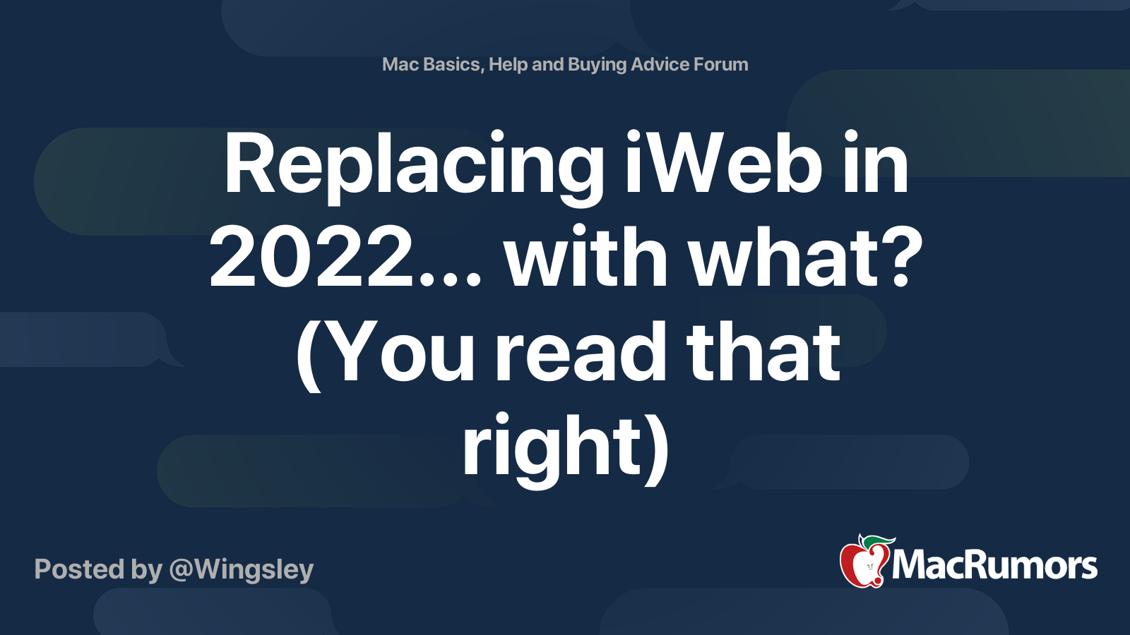 Replacing Iweb In 2022 With What You Read That Right Macrumors Forums 