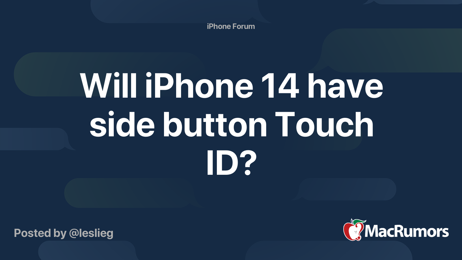 Will iPhone 14 have side button Touch ID? | MacRumors Forums