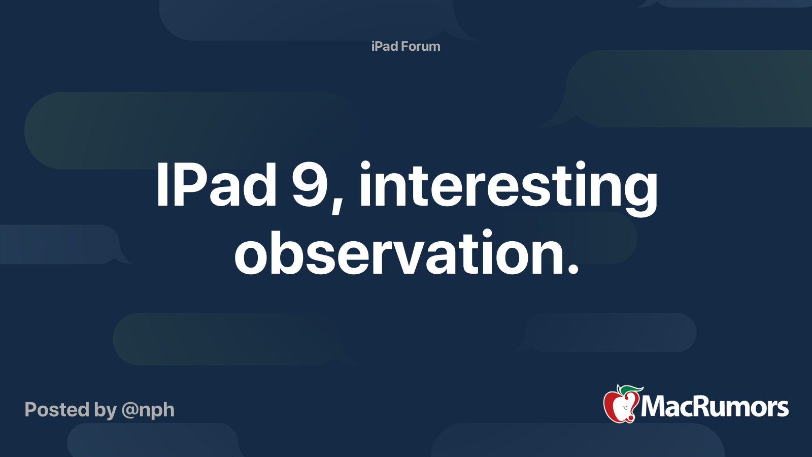 IPad 9, interesting observation. | MacRumors Forums