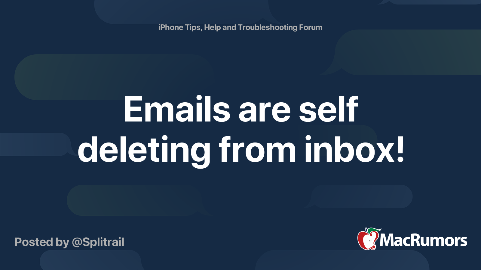 Emails are self deleting from inbox! | MacRumors Forums