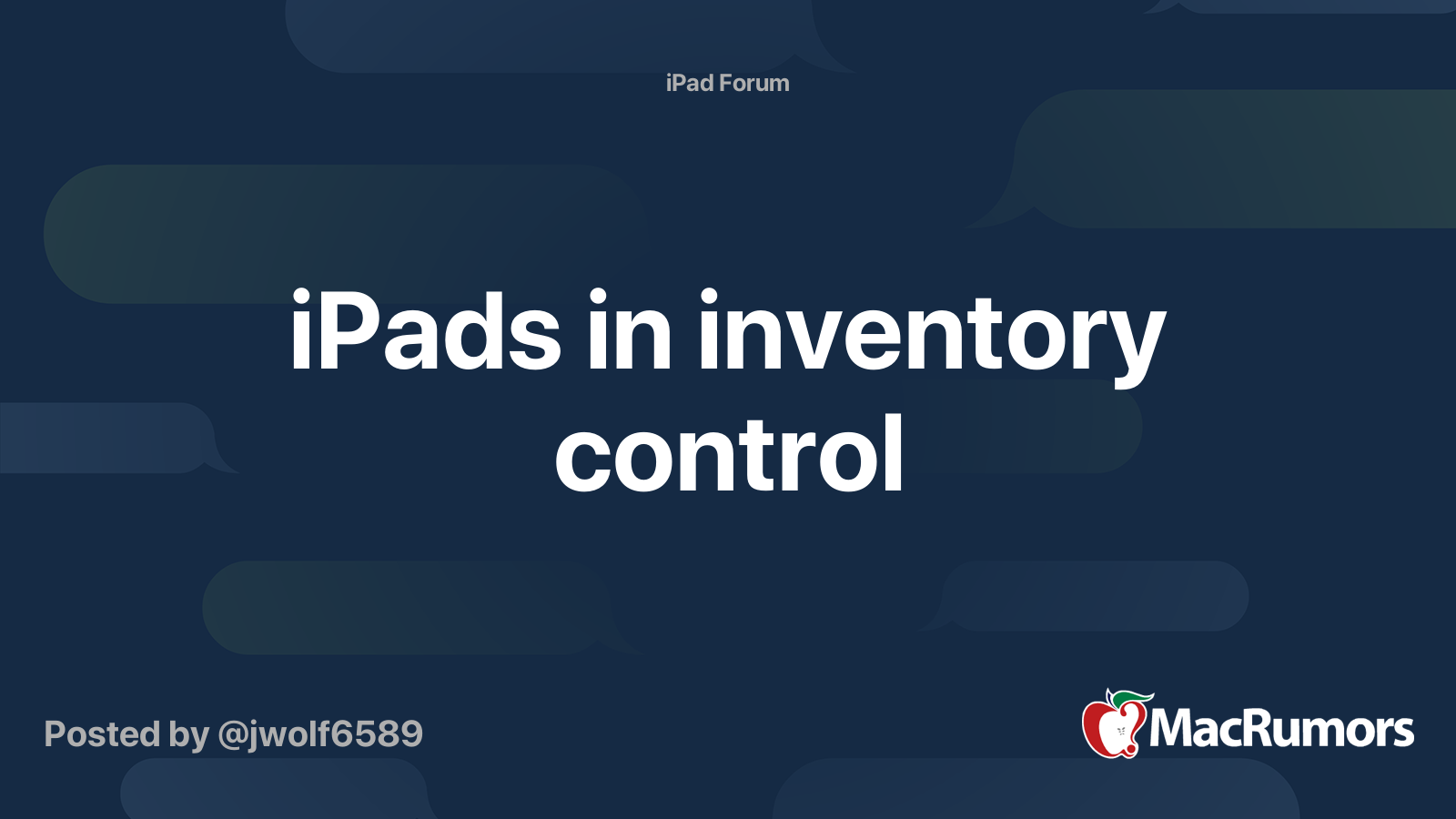 iPads in inventory control | MacRumors Forums