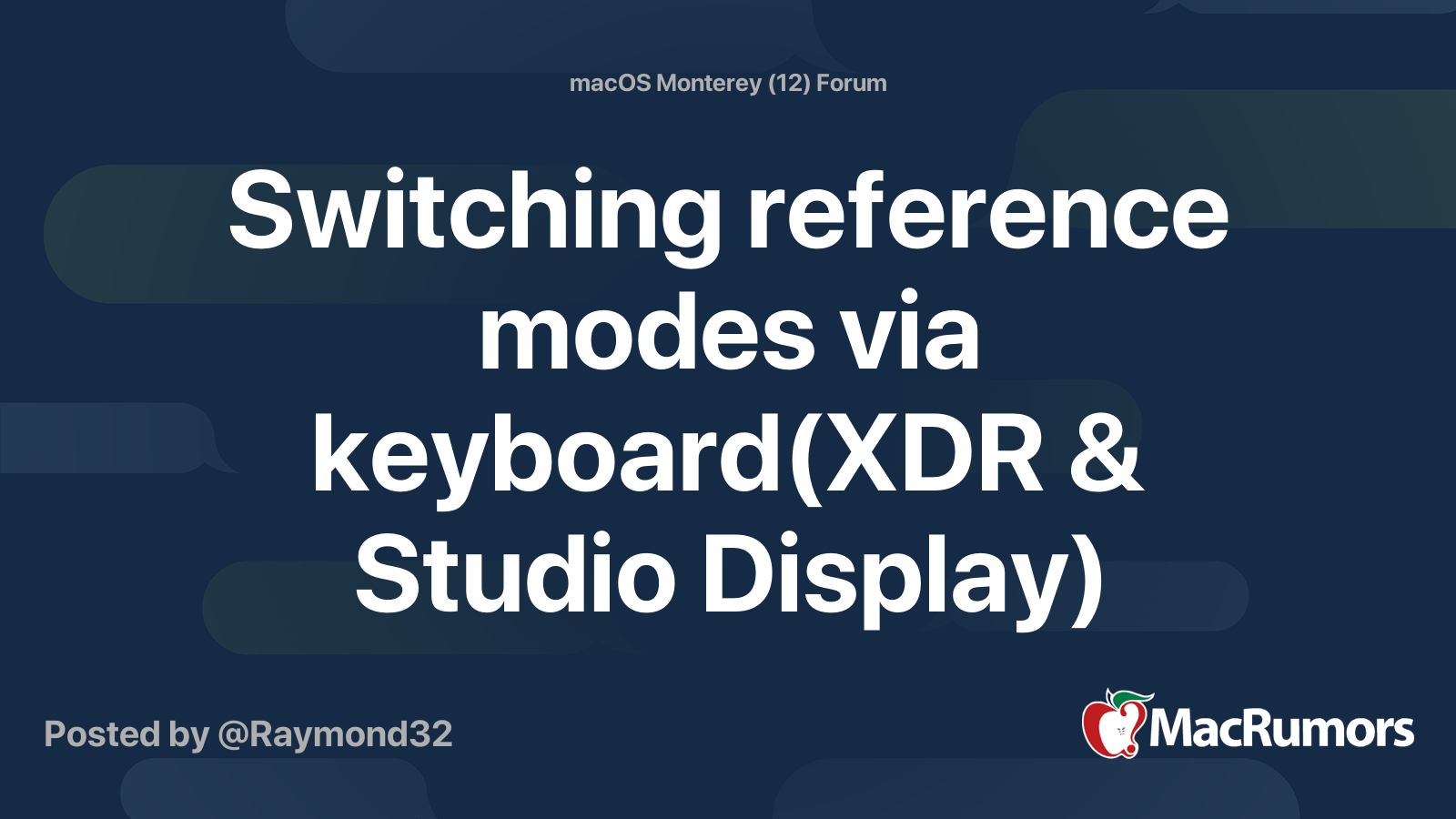 Switching reference modes via keyboard(XDR & Studio Display ...