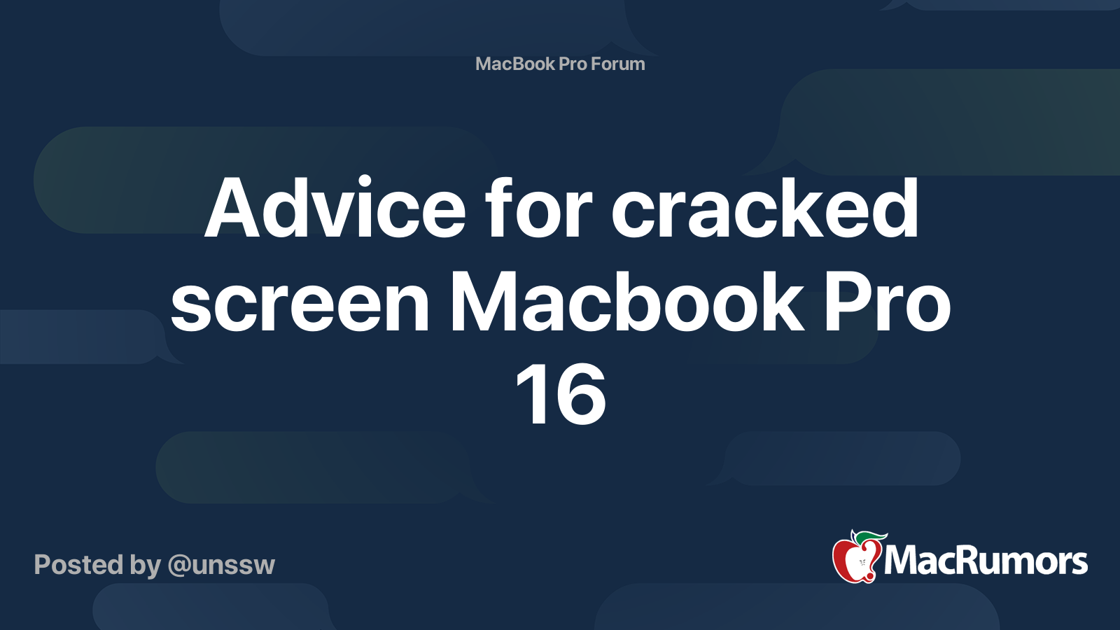 Advice for cracked screen Macbook Pro 16 | MacRumors Forums