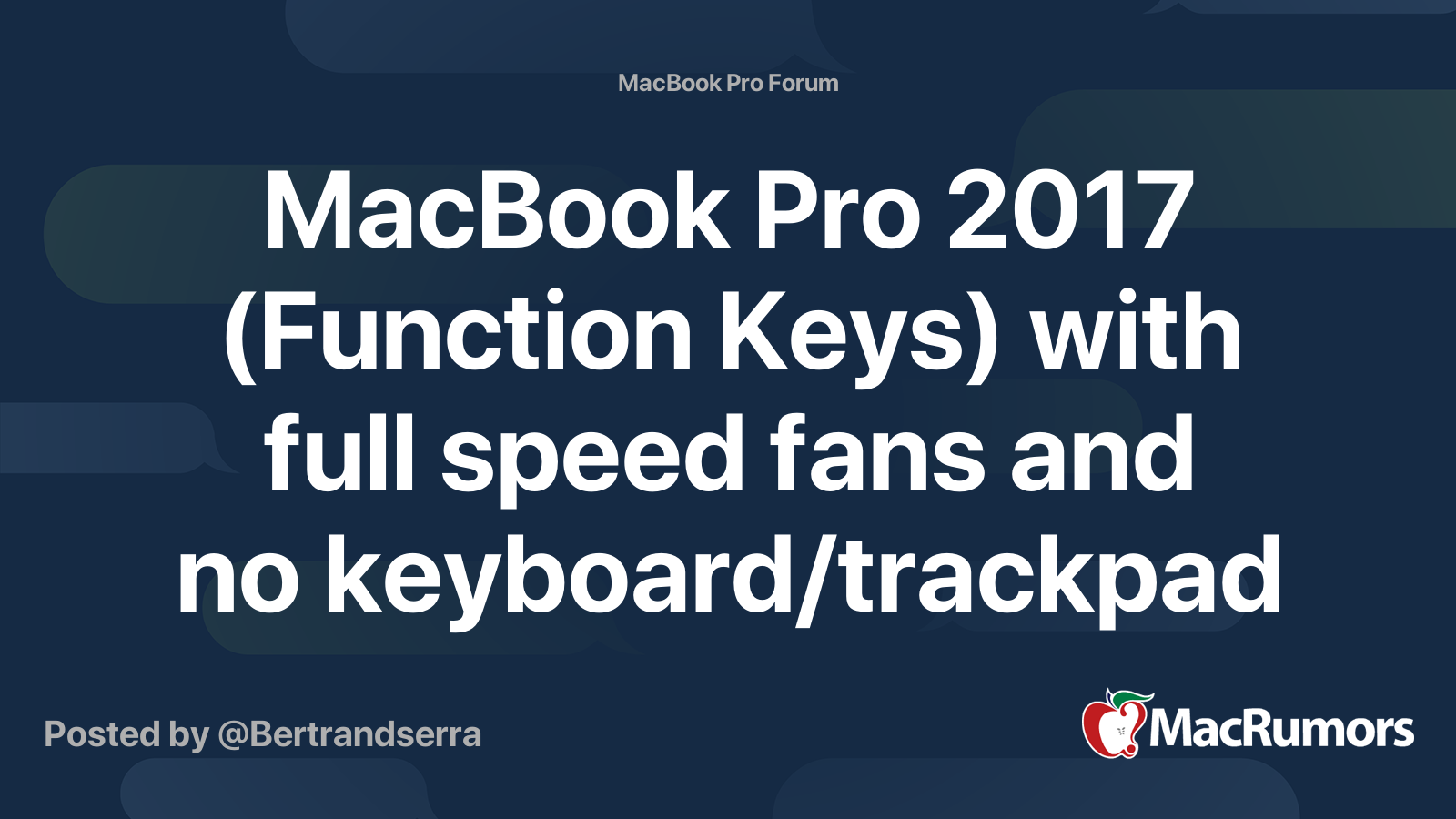 MacBook Pro 2017 (Function Keys) with full speed fans and no keyboard/trackpad recognized ...