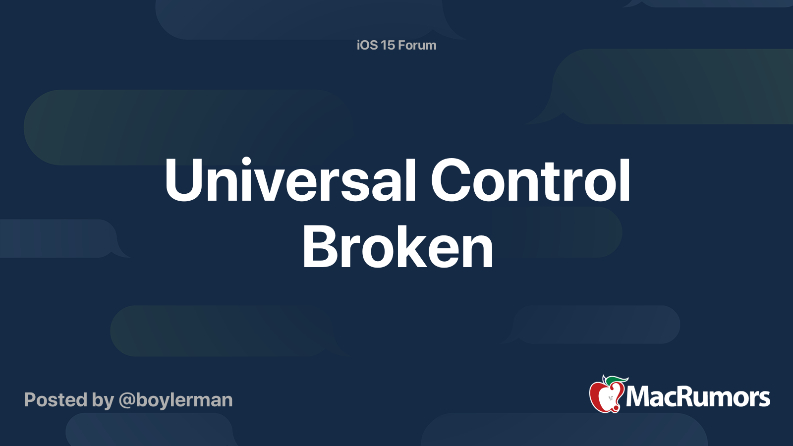 Universal Control Broken | MacRumors Forums