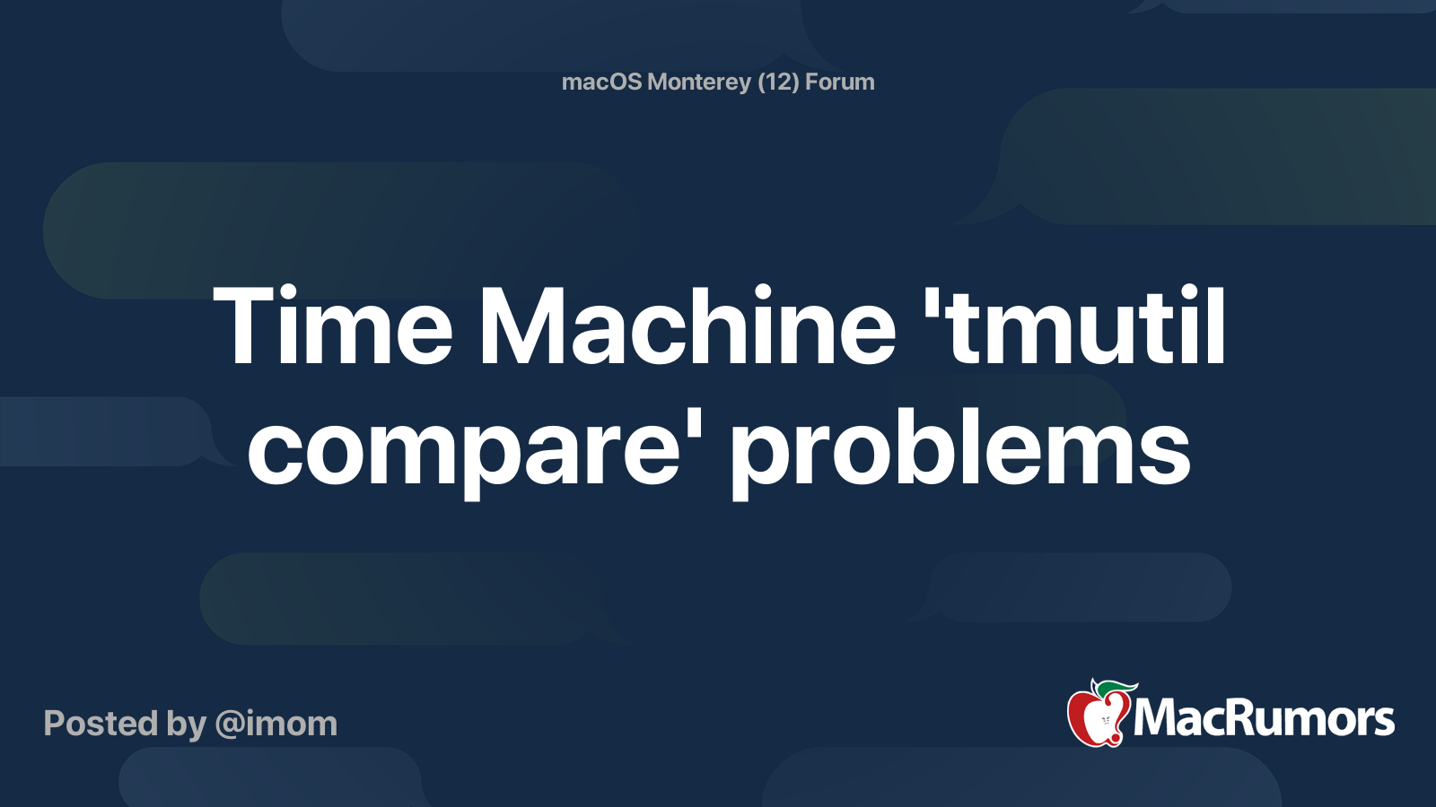 Time Machine 'tmutil compare' problems | MacRumors Forums