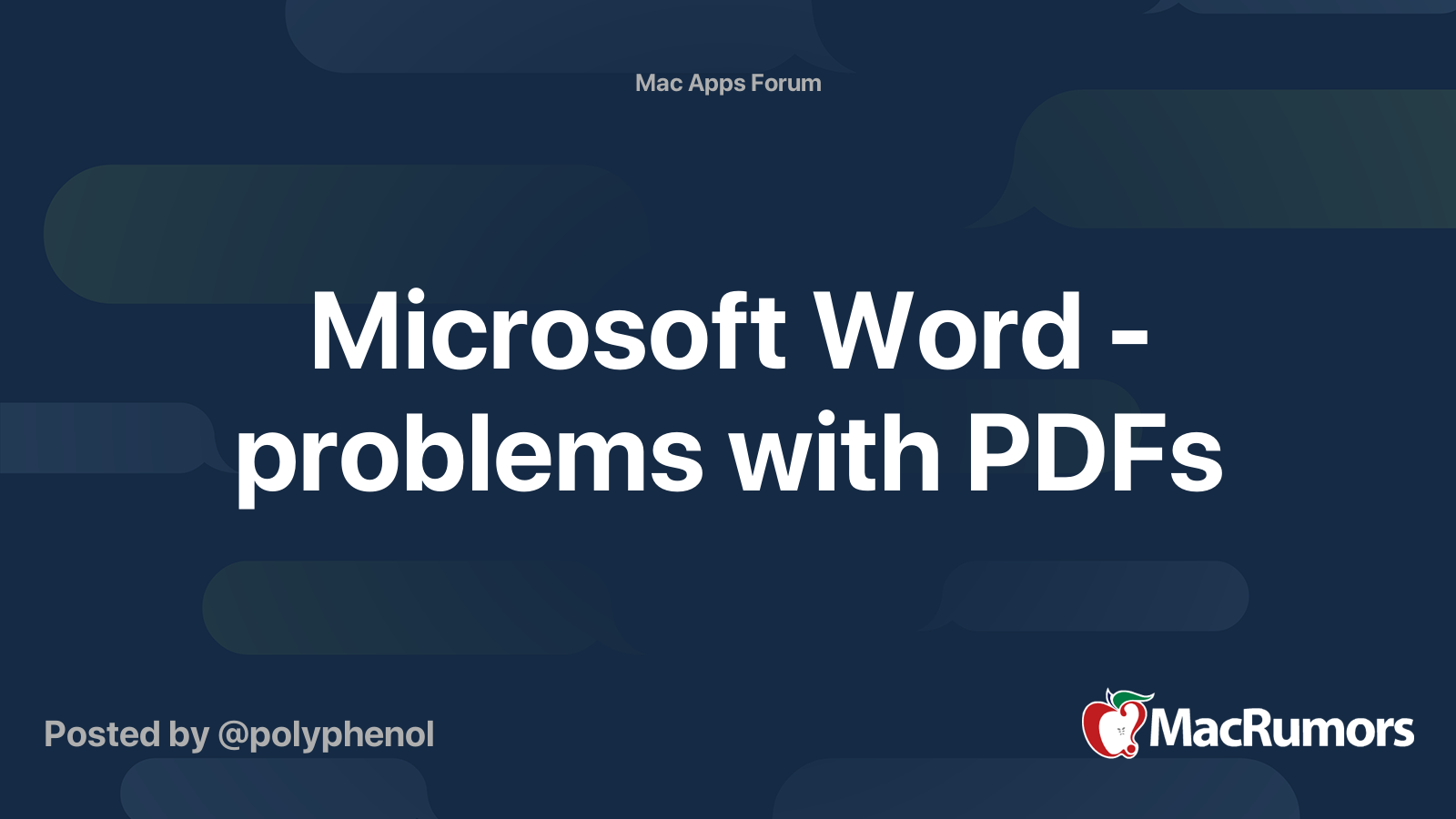 Microsoft Word - problems with PDFs | MacRumors Forums