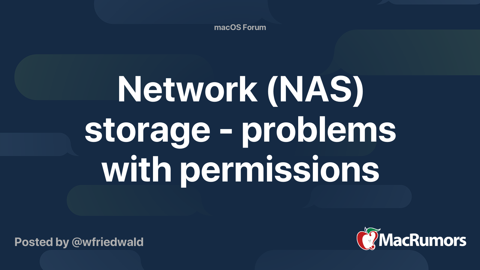 Network (NAS) storage - problems with permissions | MacRumors Forums