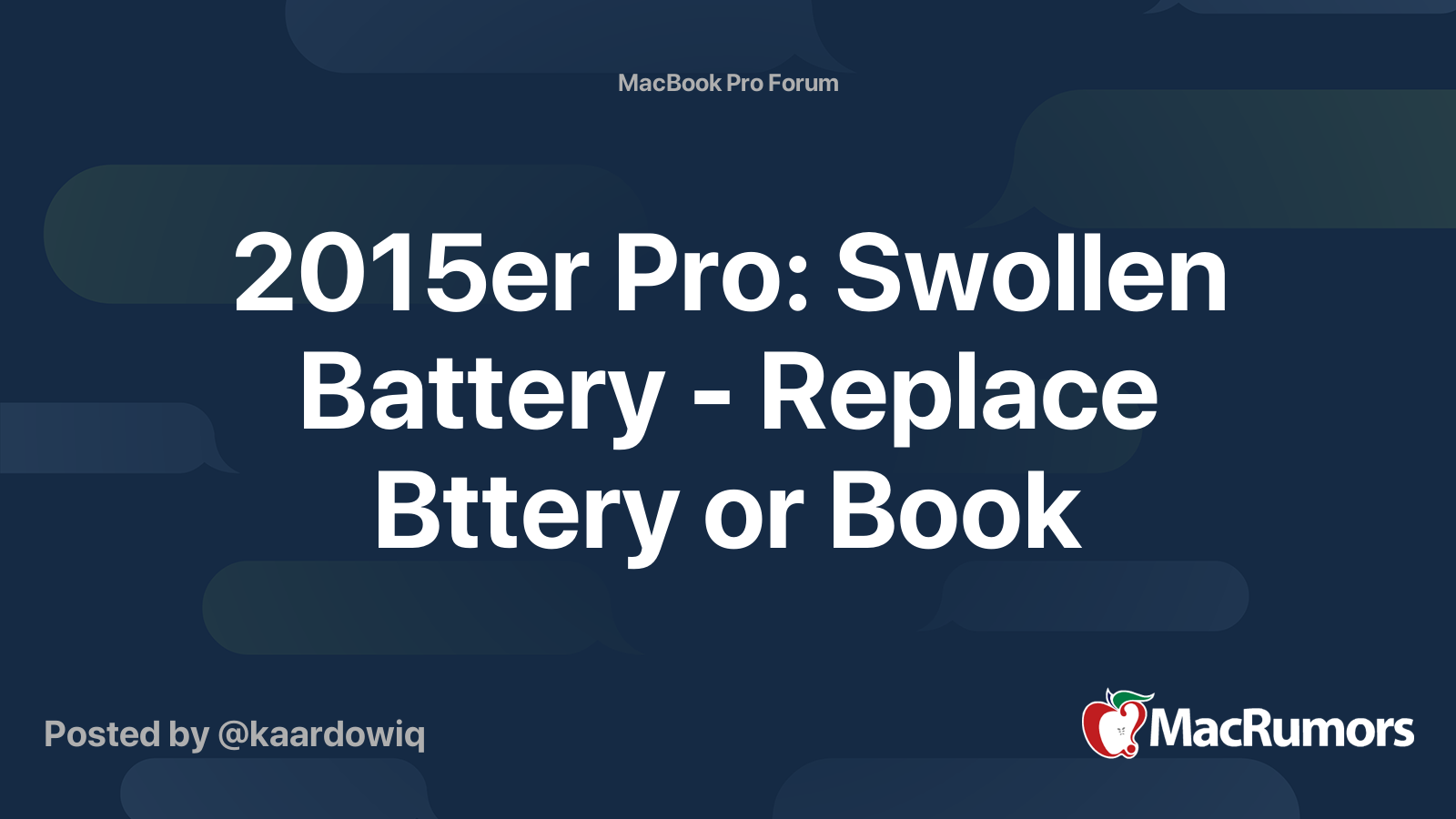 2015er Pro: Swollen Battery - Replace Bttery or Book | MacRumors Forums