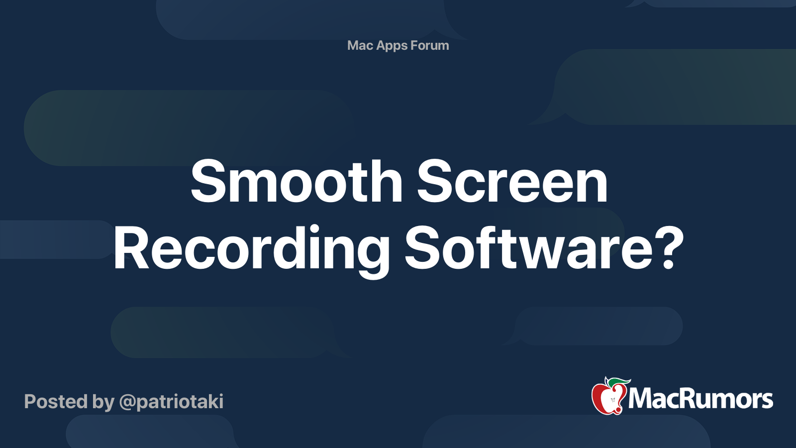 Smooth Screen Recording Software? | MacRumors Forums