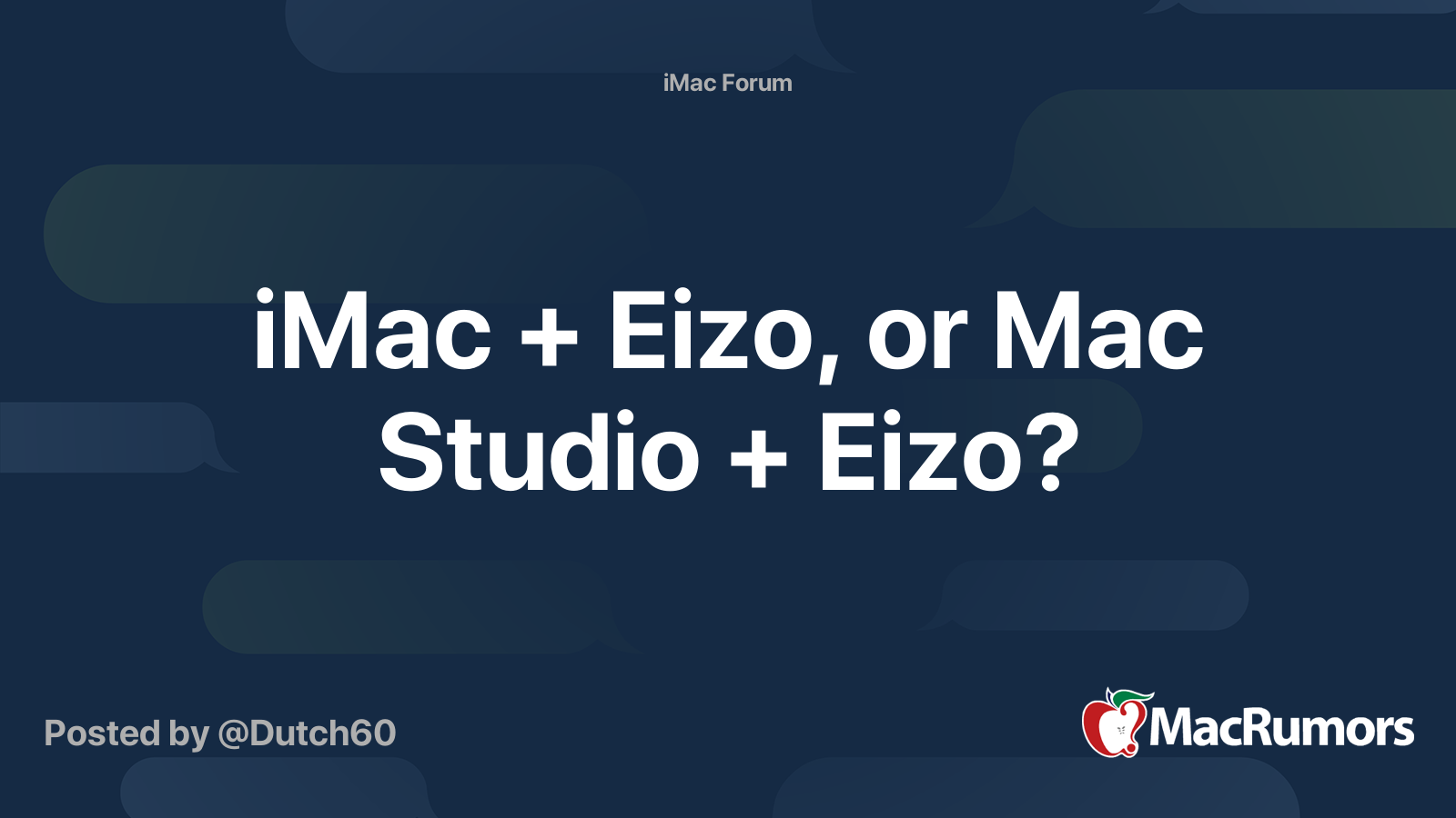 iMac + Eizo, or Mac Studio + Eizo? | MacRumors Forums