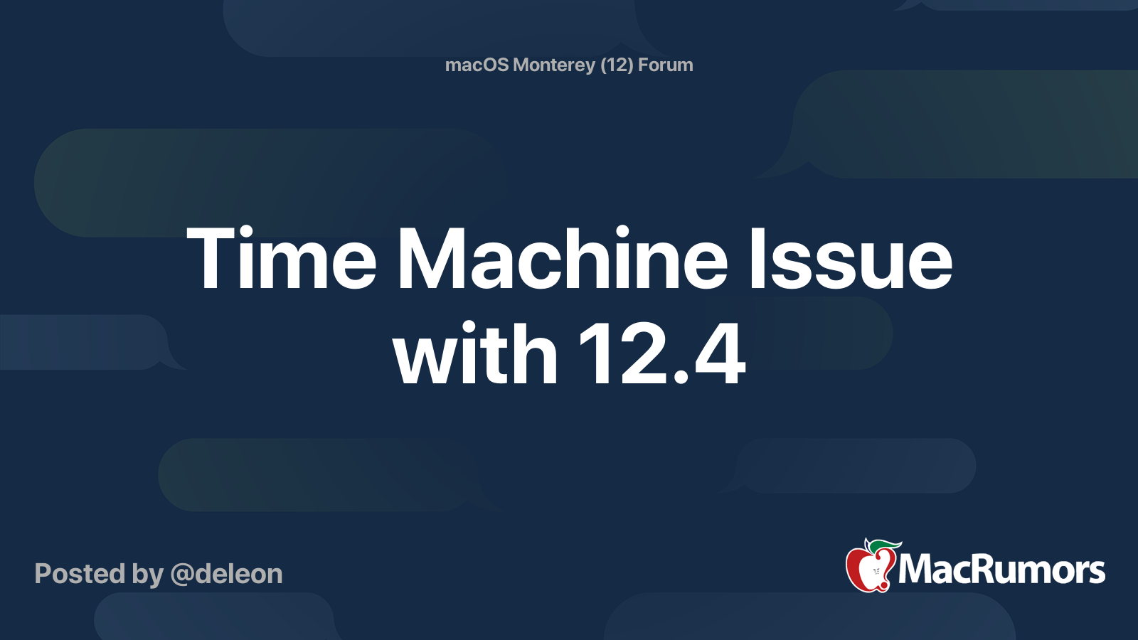 Time Machine Issue with 12.4 | MacRumors Forums