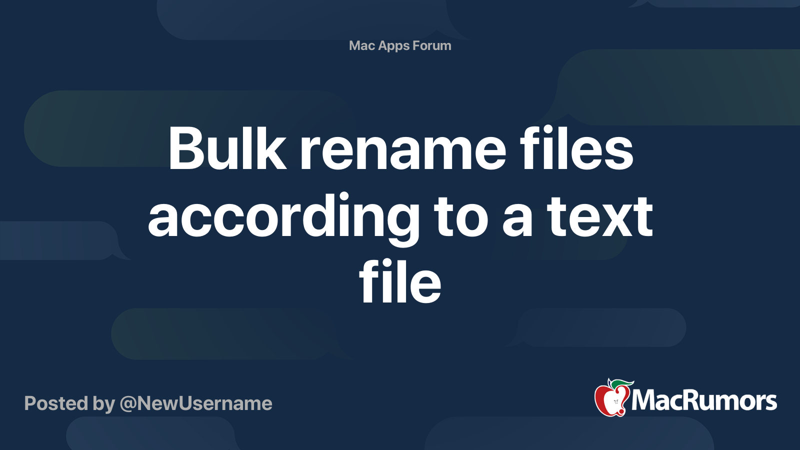 Bulk rename files according to a text file | MacRumors Forums