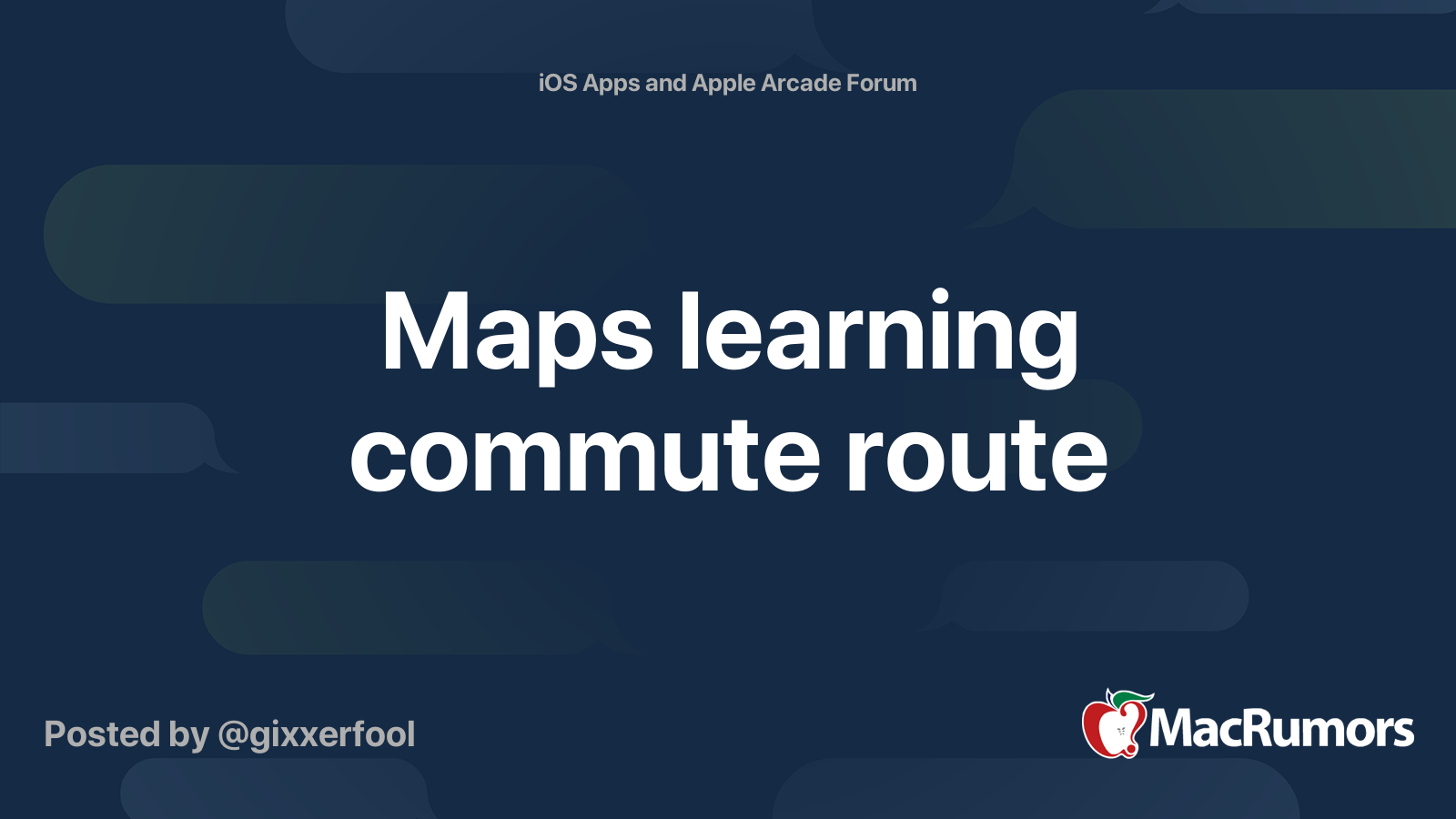 Maps learning commute route | MacRumors Forums