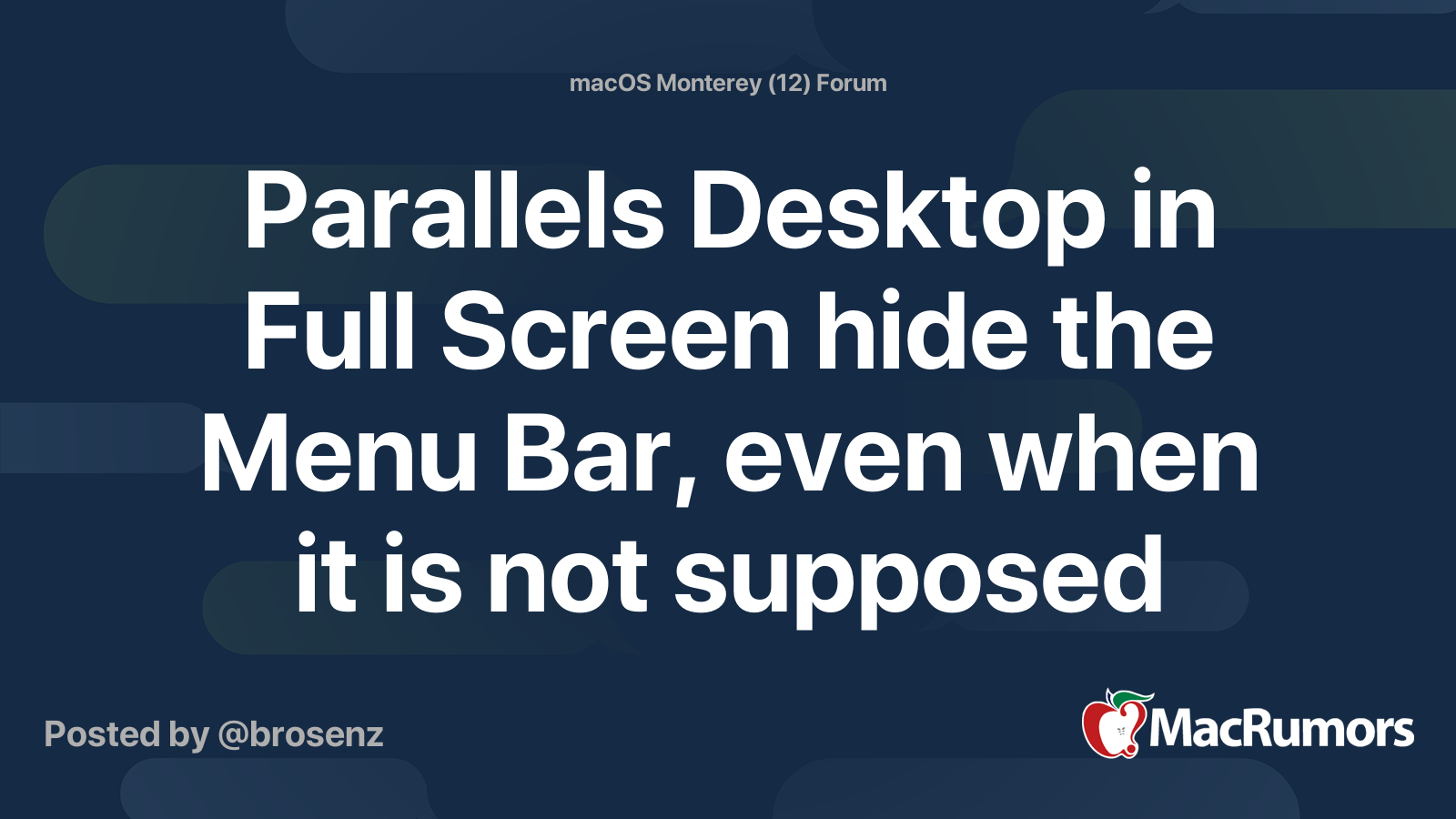 Parallels Desktop in Full Screen hide the Menu Bar, even when it is not ...