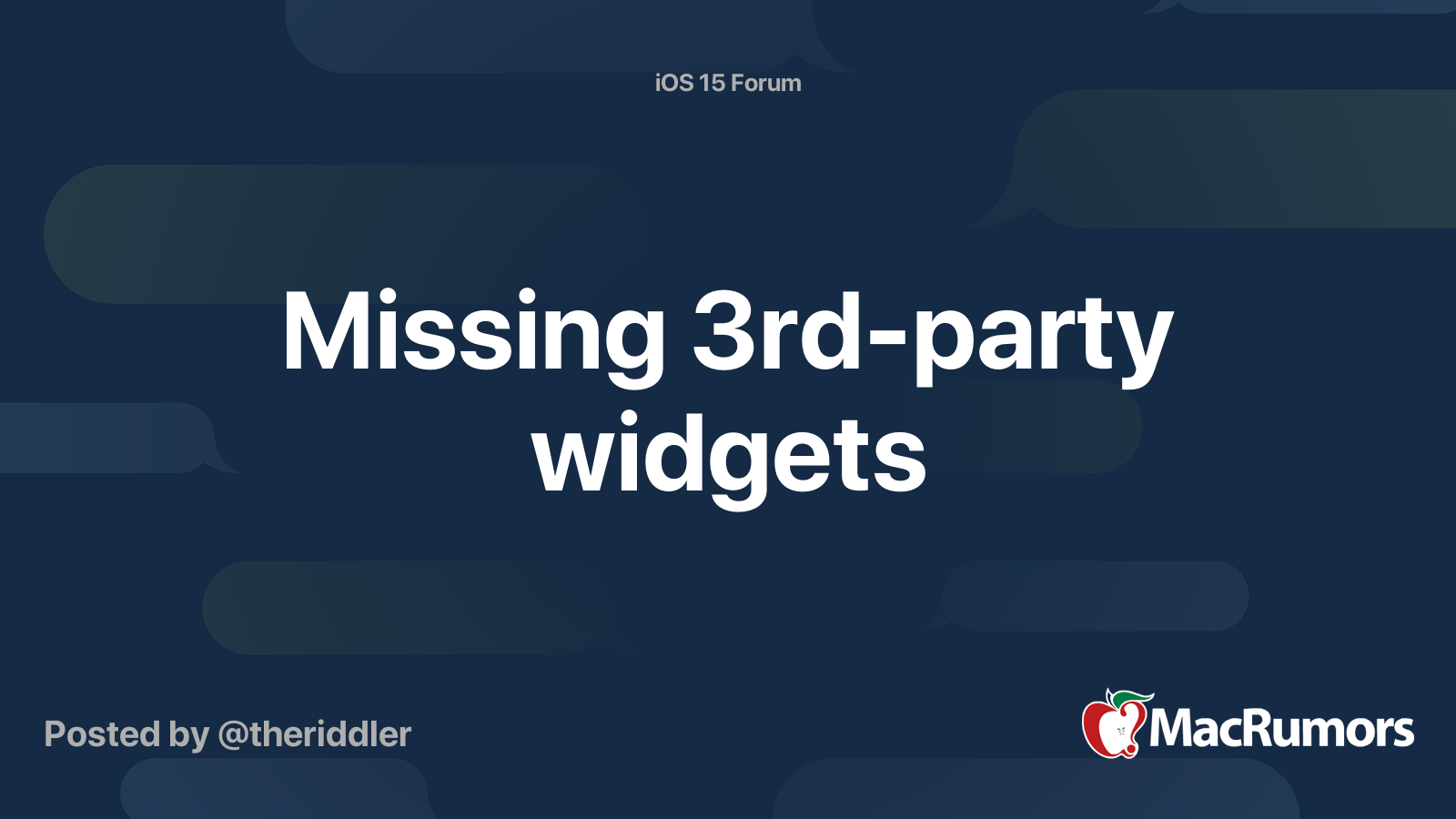 Missing 3rd-party widgets | MacRumors Forums
