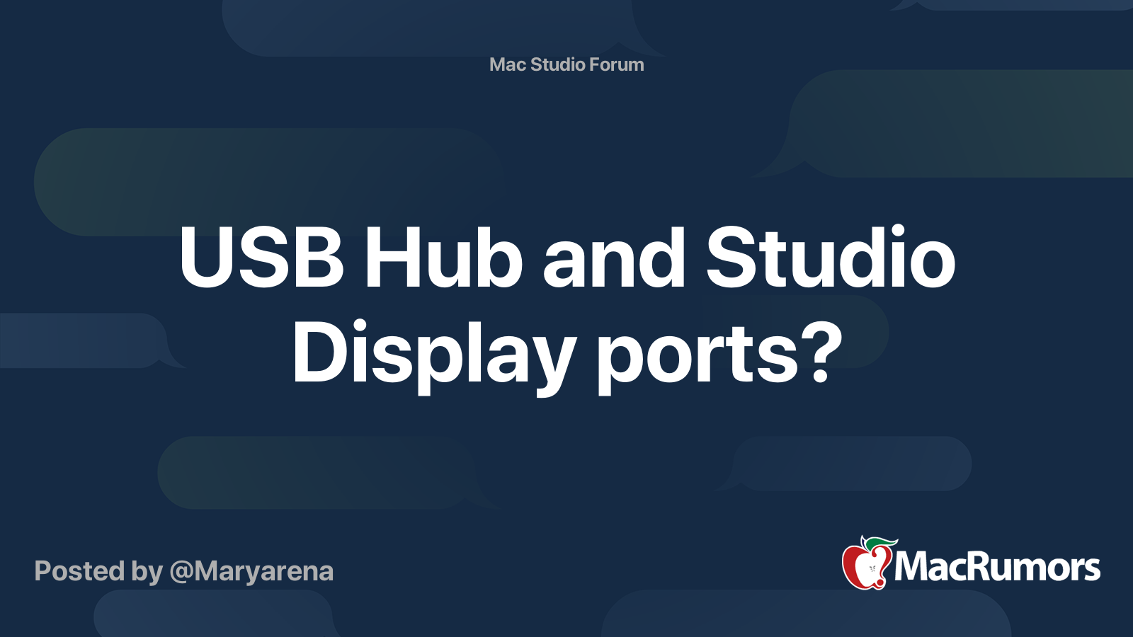 USB Hub and Studio Display ports? | MacRumors Forums