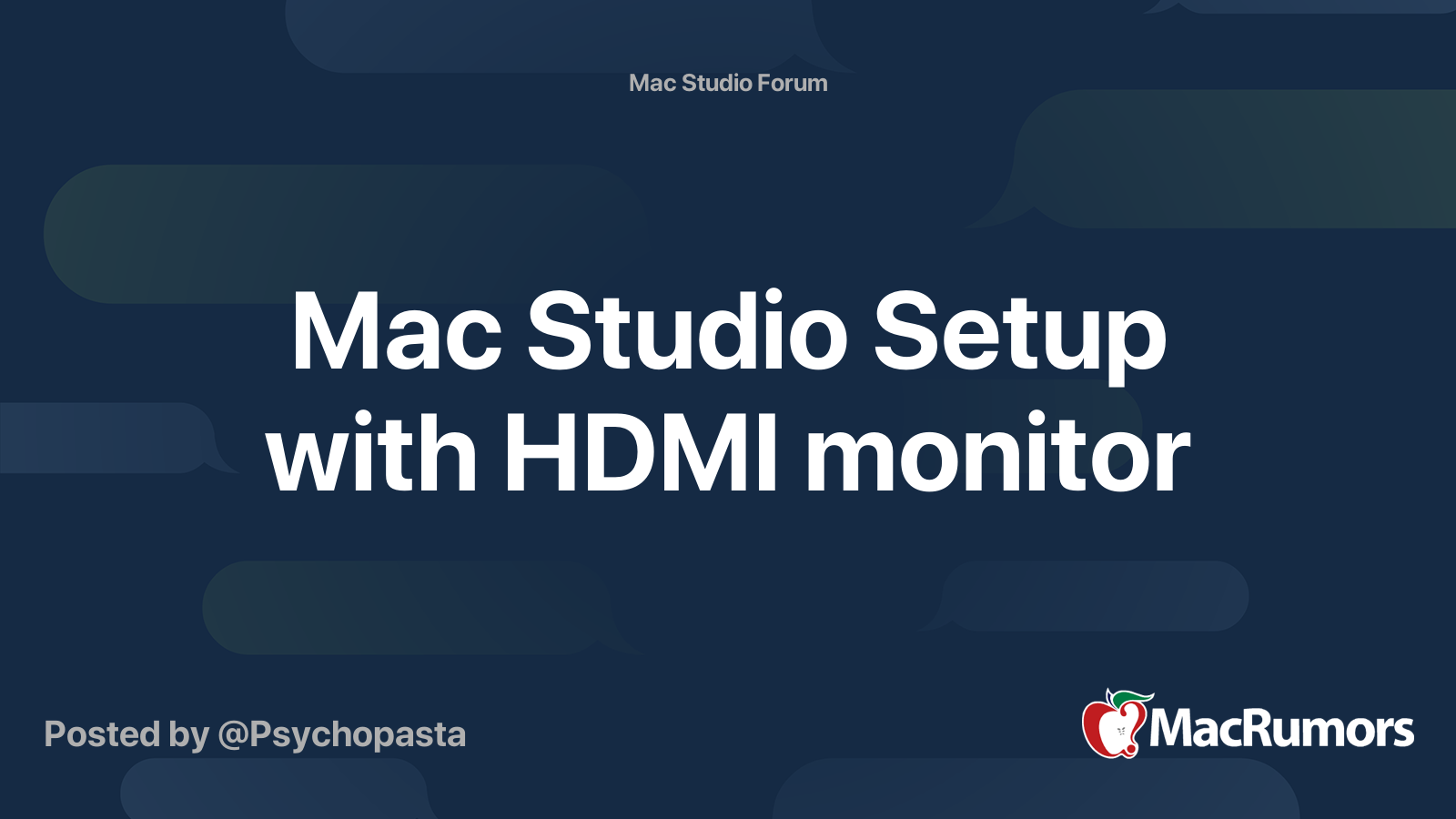Mac Studio Setup with HDMI monitor | MacRumors Forums