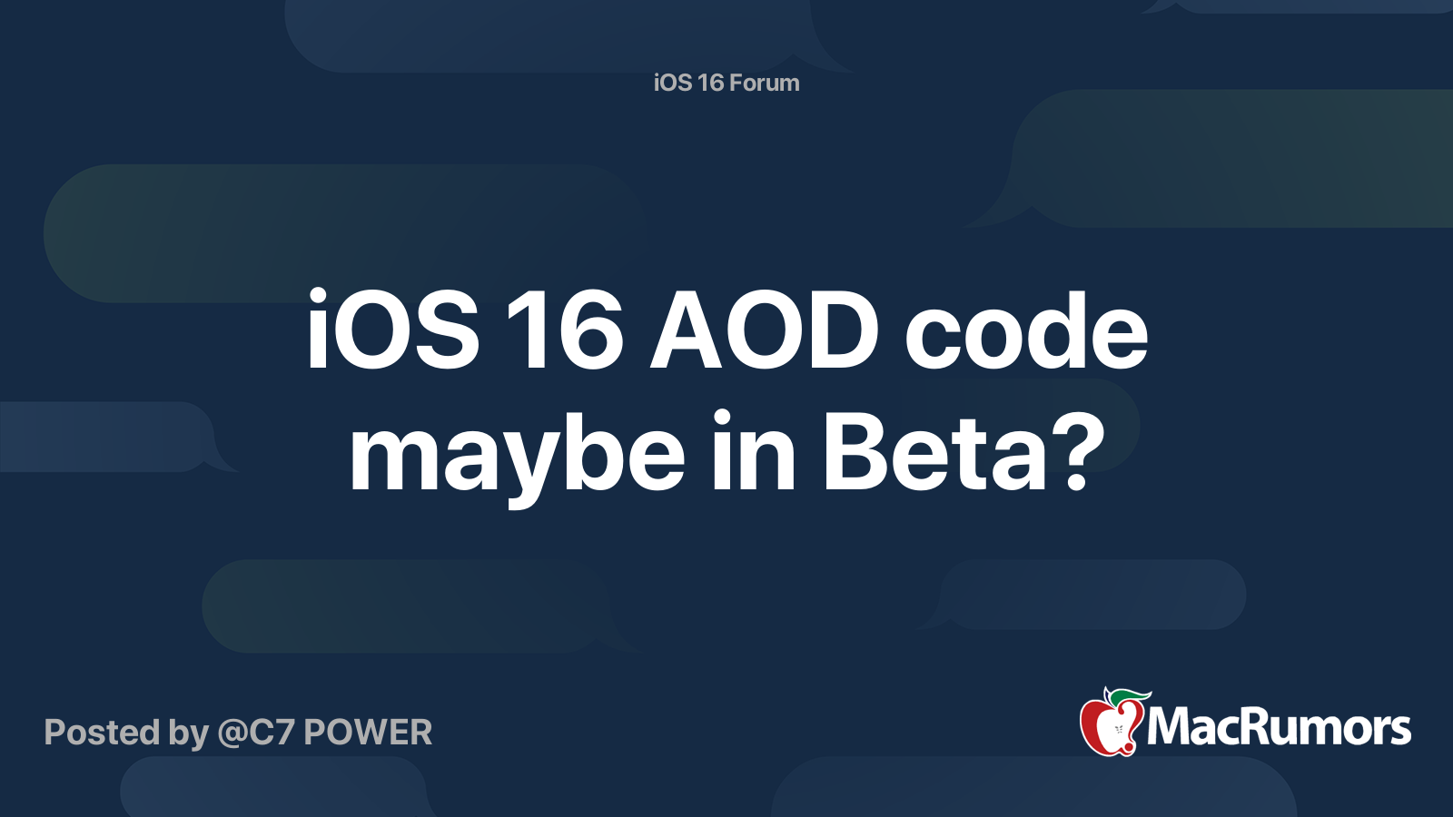 iOS 16 AOD code maybe in Beta? | MacRumors Forums