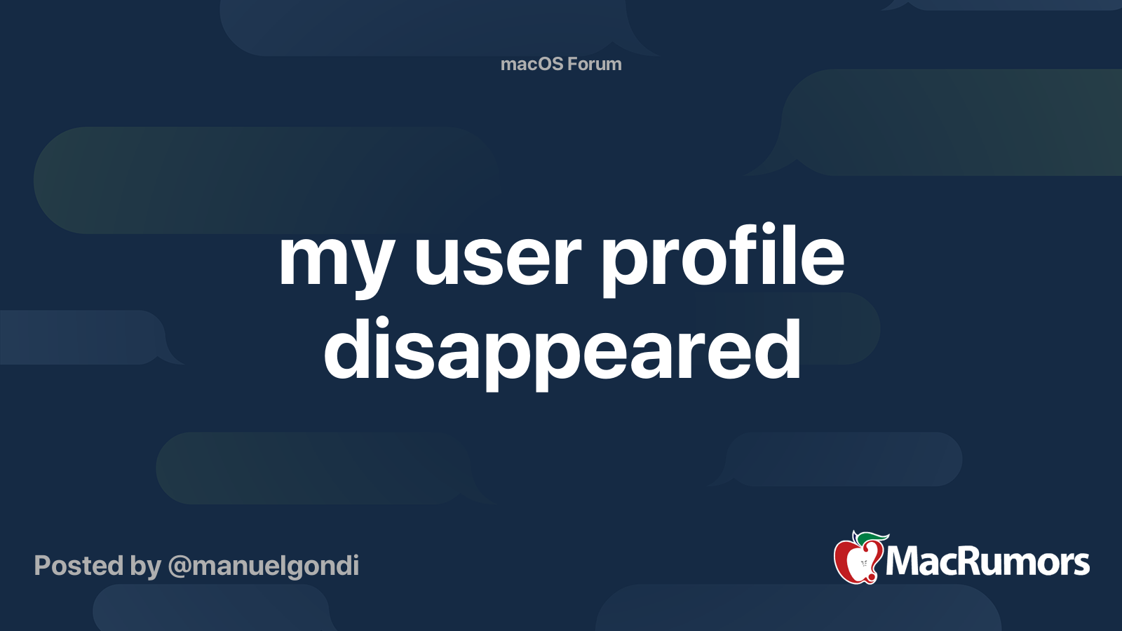 my user profile disappeared | MacRumors Forums