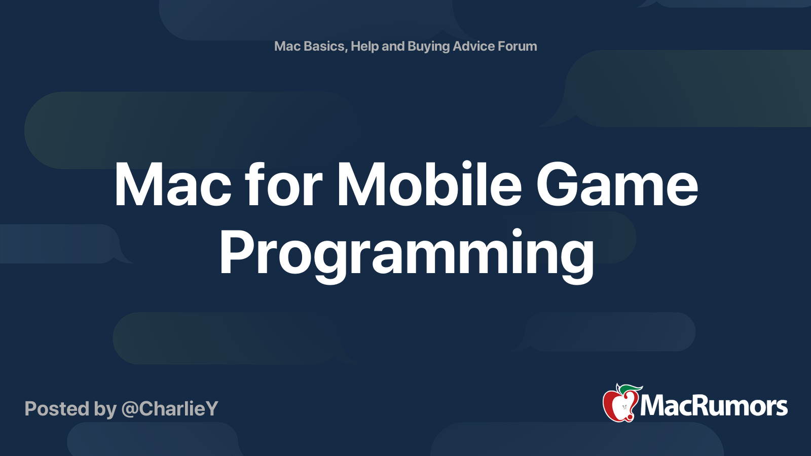 Mac for Mobile Game Programming | MacRumors Forums