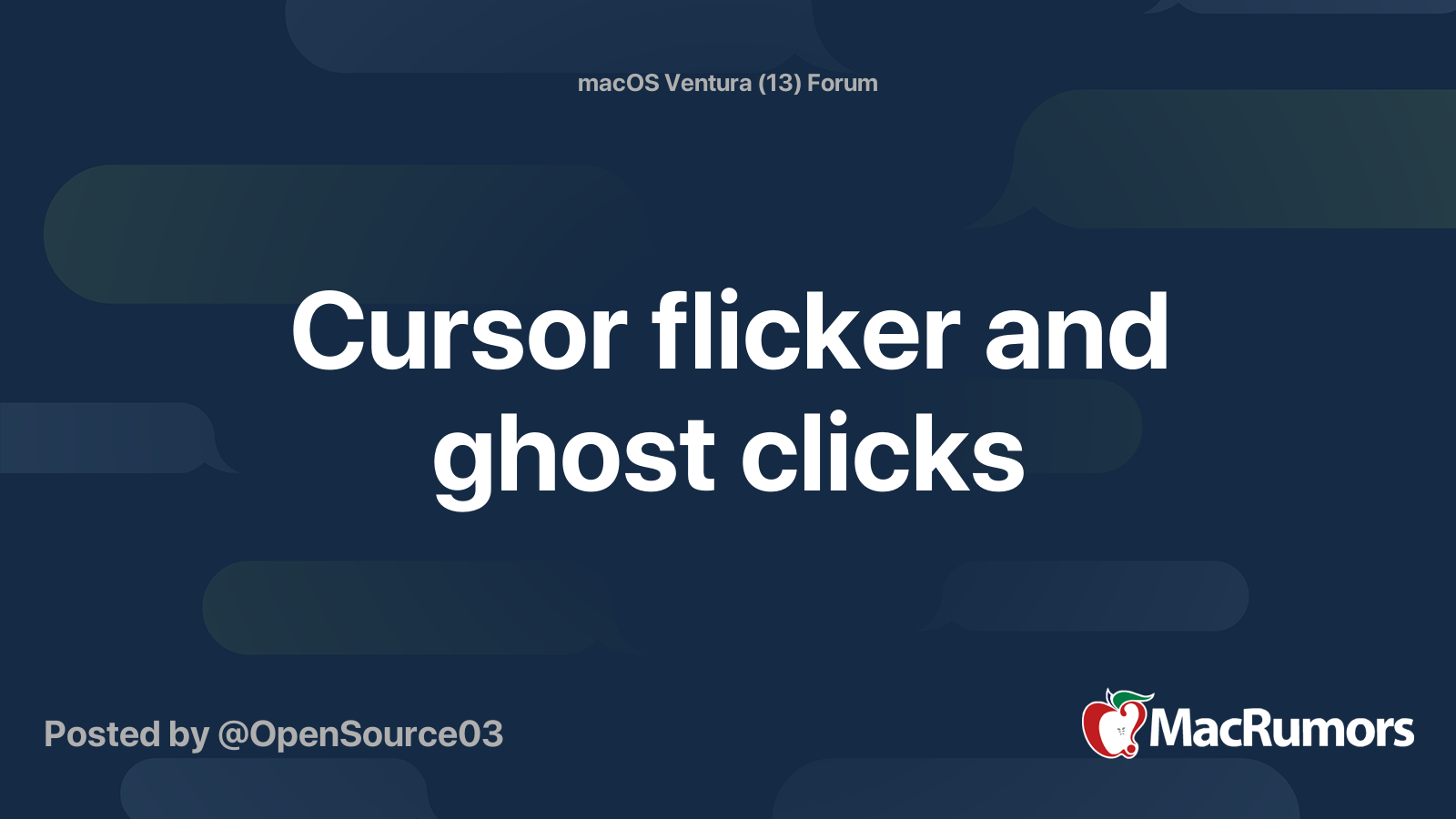 Cursor flicker and ghost clicks | MacRumors Forums